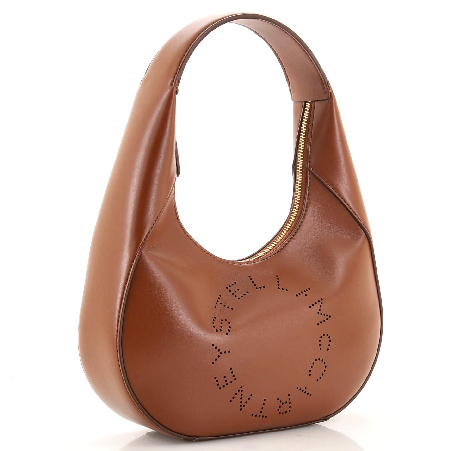 Stella McCartney Alter Logo Zip Hobo Perforated Faux Leather Small at ...