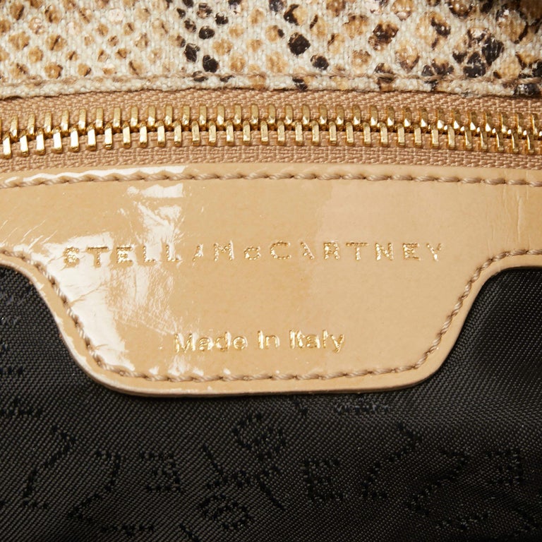 Stella McCartney Beige Canvas Python Effect Falabella Tote For Sale at ...