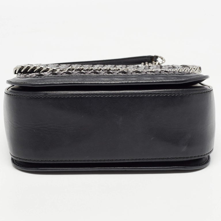 Stella McCartney Black Woven Faux Leather Falabella Box Shoulder Bag ...