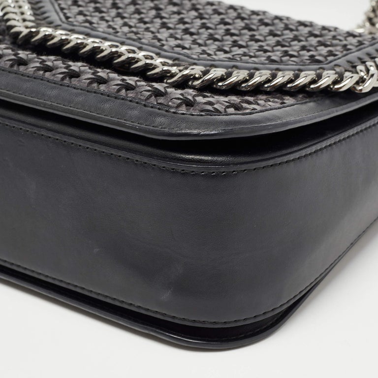 Stella McCartney Black Woven Faux Leather Falabella Box Shoulder Bag ...