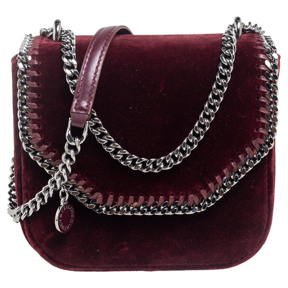 Stella McCartney Burgundy Velvet Falabella Box Shoulder Bag at 1stDibs