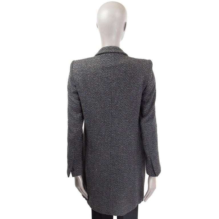STELLA MCCARTNEY dark grey and multicolor wool TWEED Coat Jacket 38 XS ...