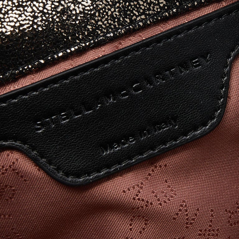 Stella McCartney Metallic Black Faux Leather Mini Falabella Crossbody ...