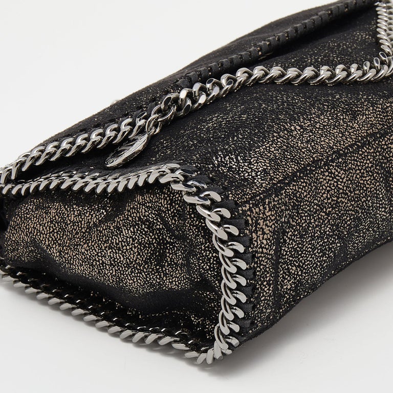 Stella McCartney Metallic Black Faux Leather Mini Falabella Crossbody ...