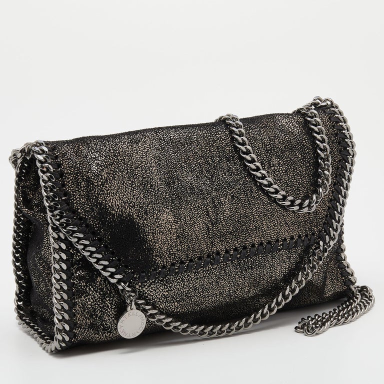 Stella McCartney Metallic Black Faux Leather Mini Falabella Crossbody ...