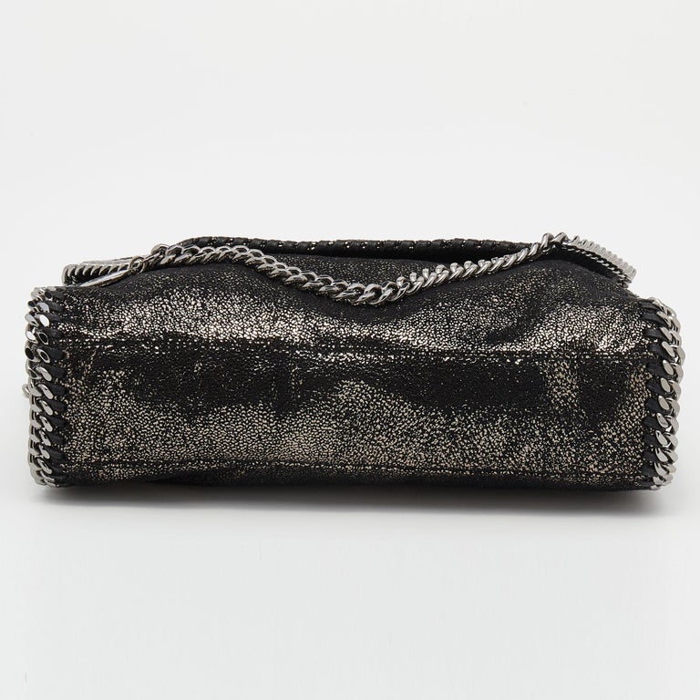 Stella McCartney Metallic Black Faux Leather Mini Falabella Crossbody ...