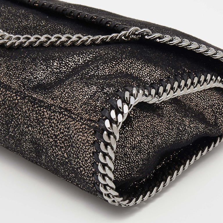 Stella McCartney Metallic Black Faux Leather Mini Falabella Crossbody ...
