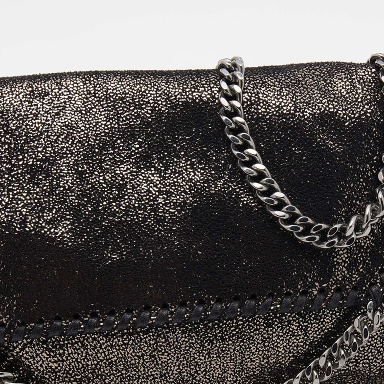Stella McCartney Metallic Black Faux Leather Mini Falabella Crossbody ...