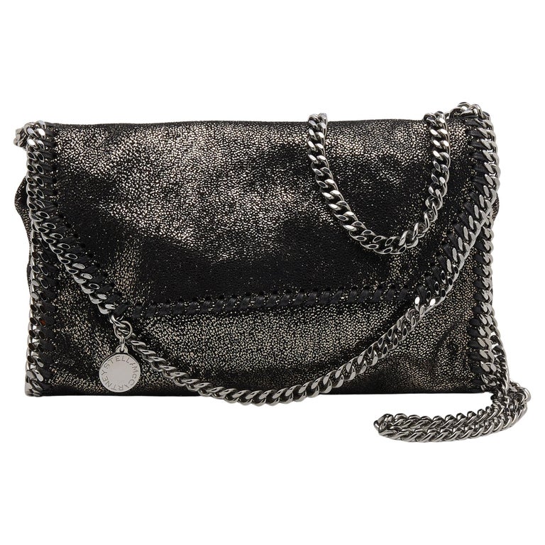 Stella McCartney Metallic Black Faux Leather Mini Falabella Crossbody ...