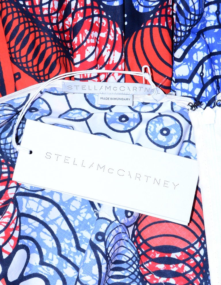 Stella McCartney Multi-Color Pattern V-Neck Pattern Sleeveless Dress sz ...