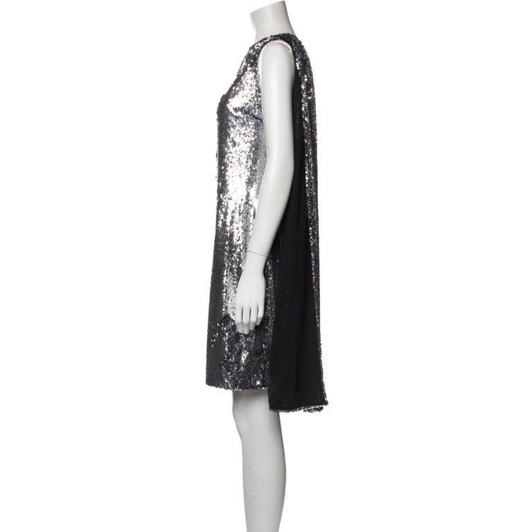 Stella Mccartney One-shoulder Silver Sequin Mini Dress For Sale at 1stDibs