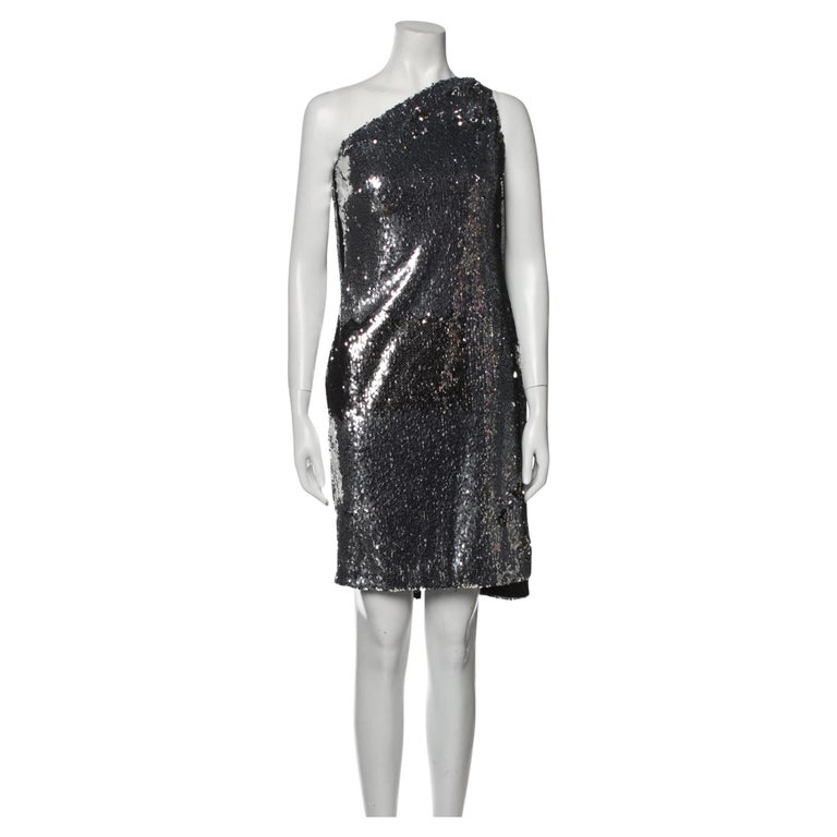 Stella Mccartney One-shoulder Silver Sequin Mini Dress For Sale at 1stDibs