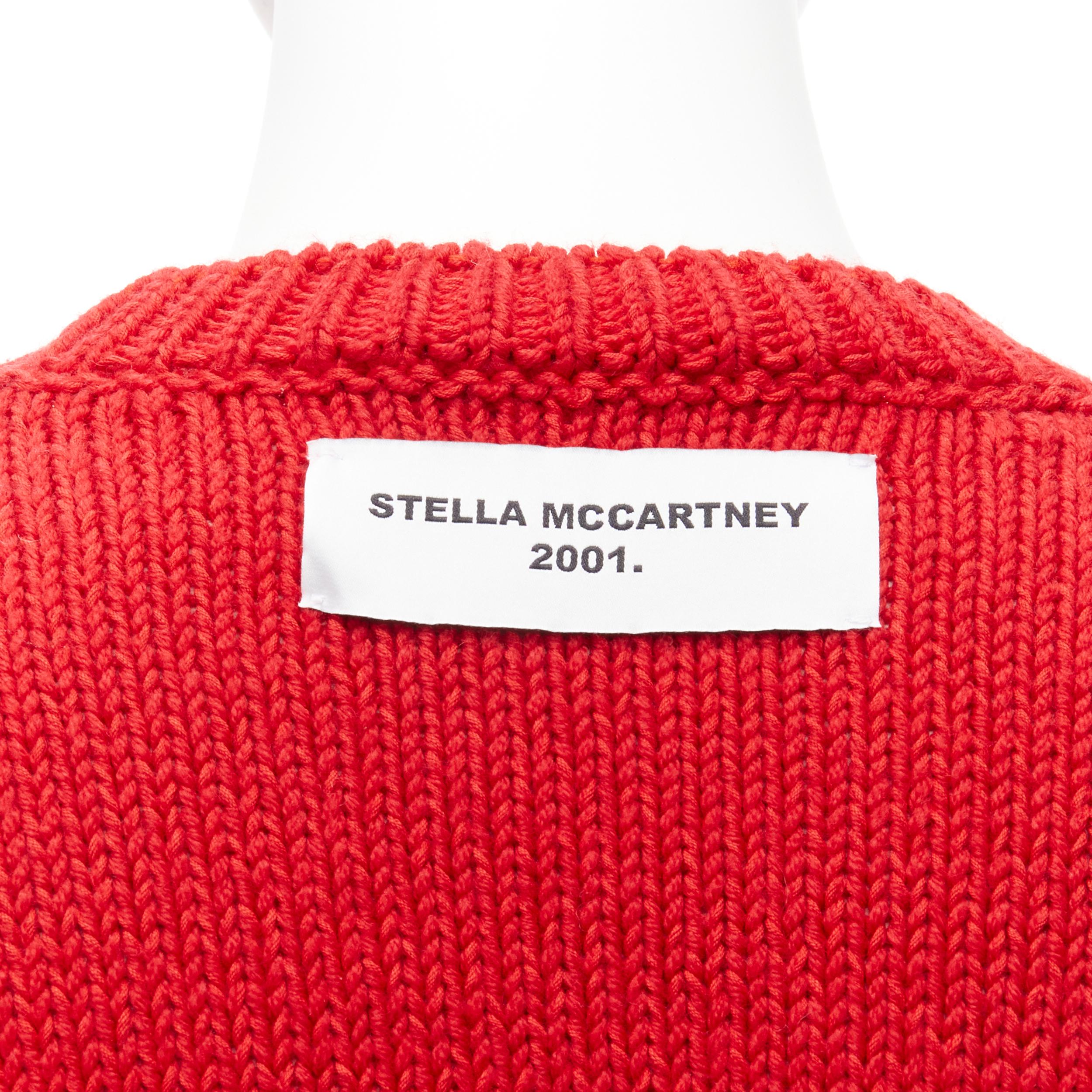 STELLA MCCARTNEY red wool cotton textured bunny sweater IT34 XXS at 1stDibs