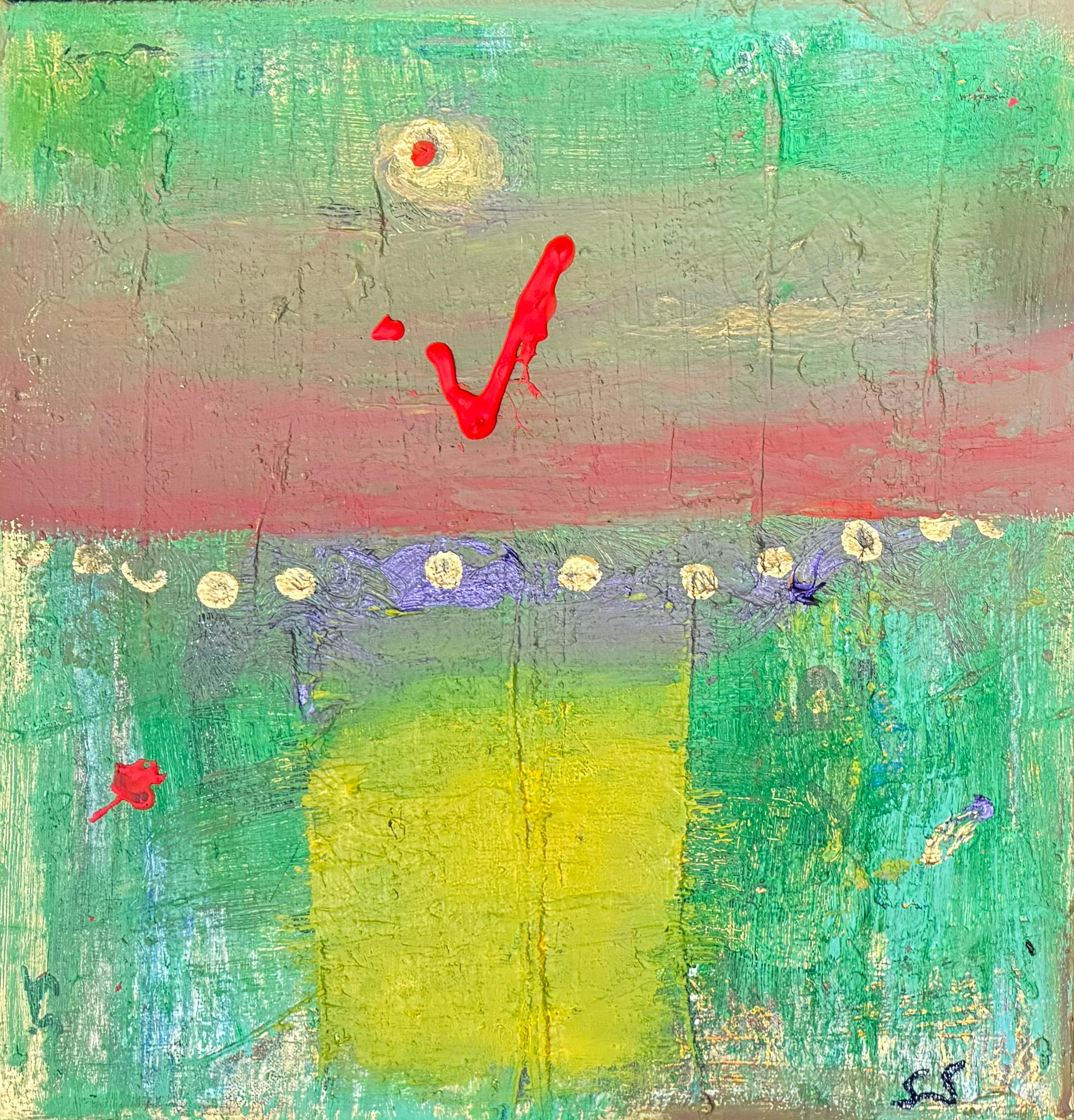 Stella Michaels - #Behind the Mask No. II, Abstract, acrylic, gold leaf ...