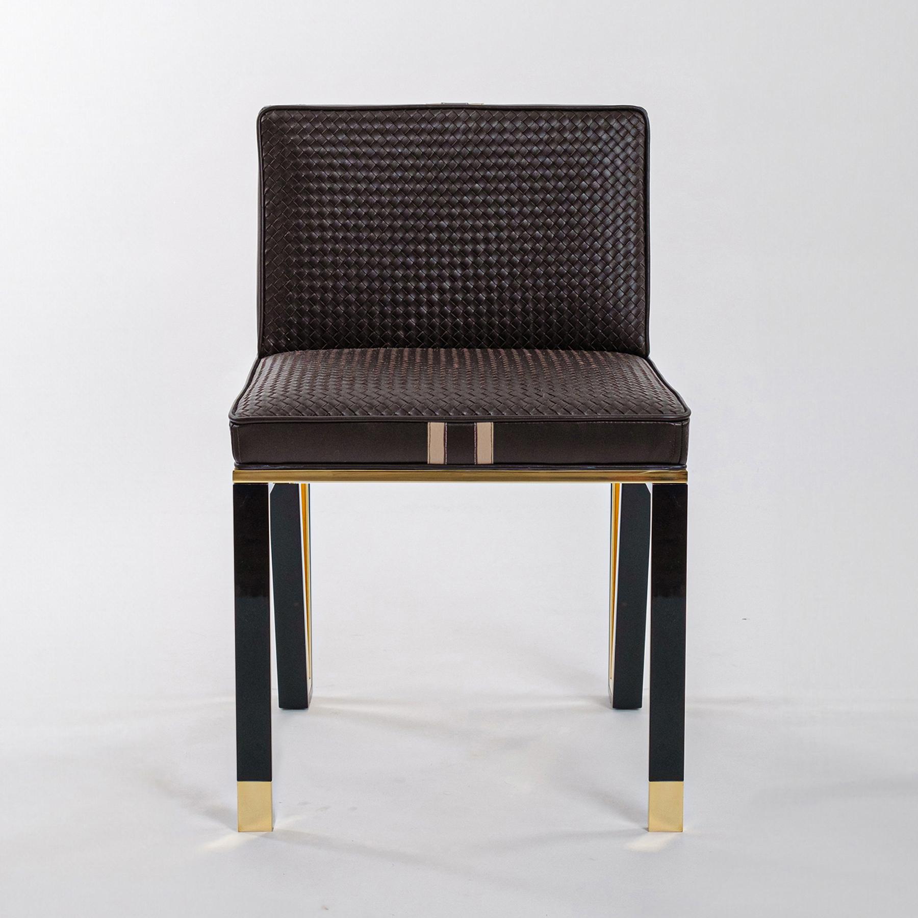 "Stella" Set of Eight Chairs with Bronze and Exclusive Leather Pattern ...