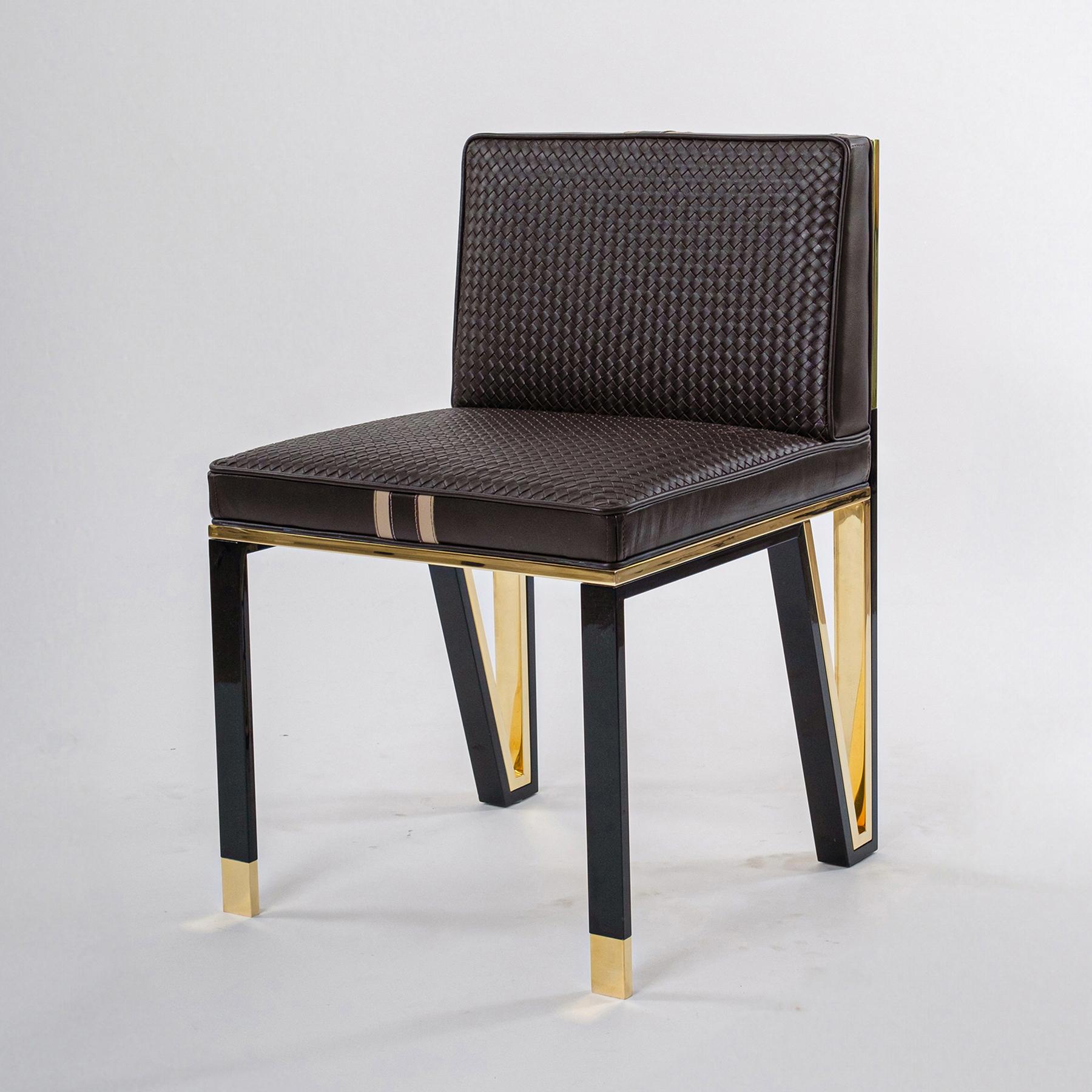 "Stella" Set of Eight Chairs with Bronze and Exclusive Leather Pattern ...