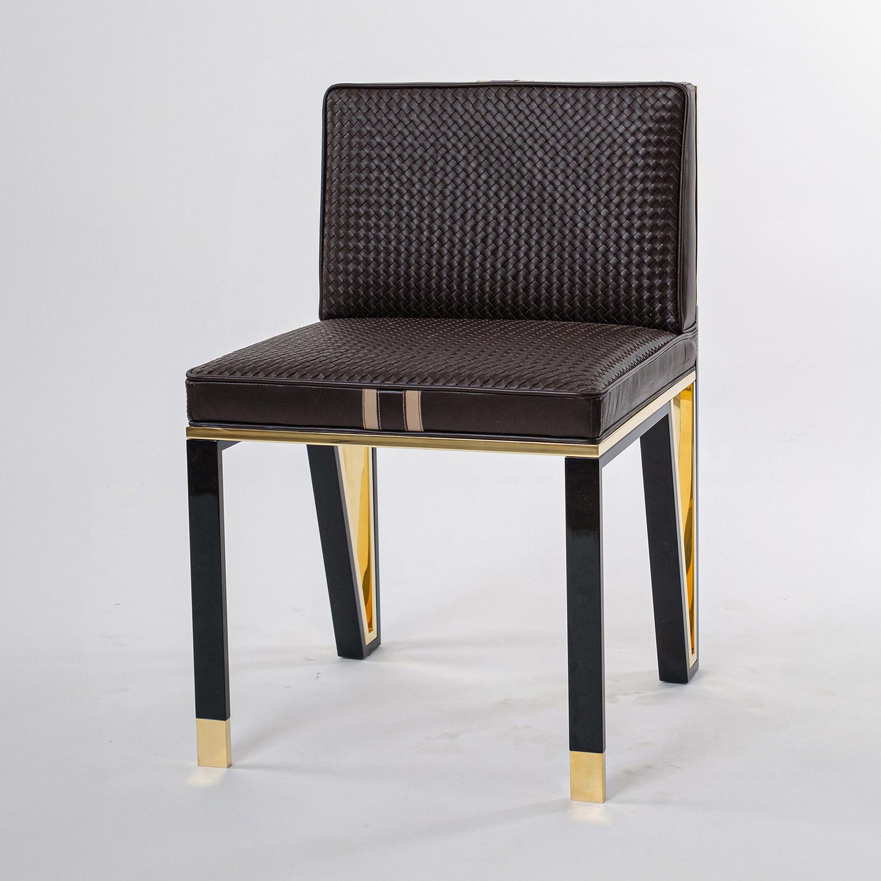 "Stella" Set of Eight Chairs with Bronze and Exclusive Leather Pattern ...