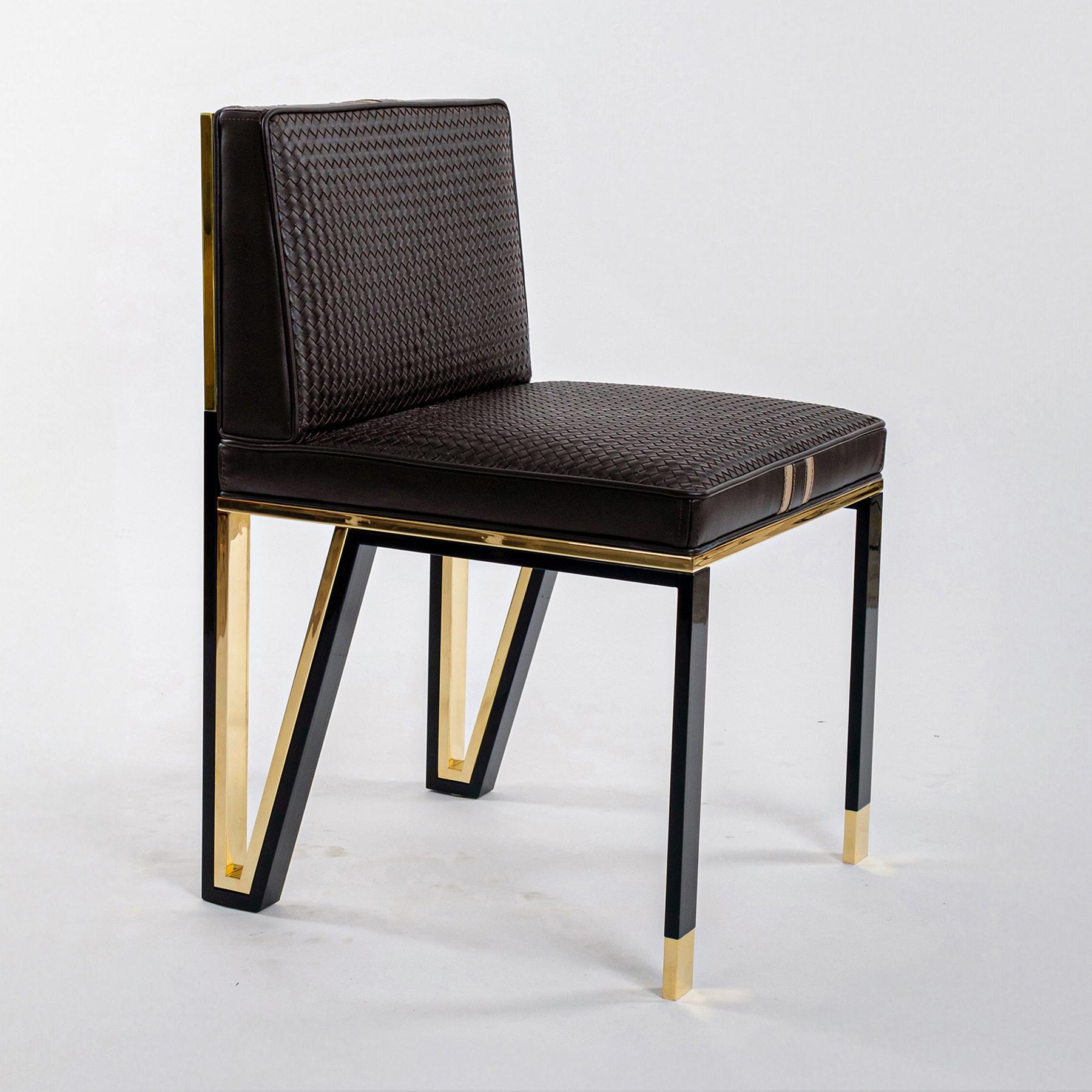 "Stella" Set of Eight Chairs with Bronze and Exclusive Leather Pattern ...