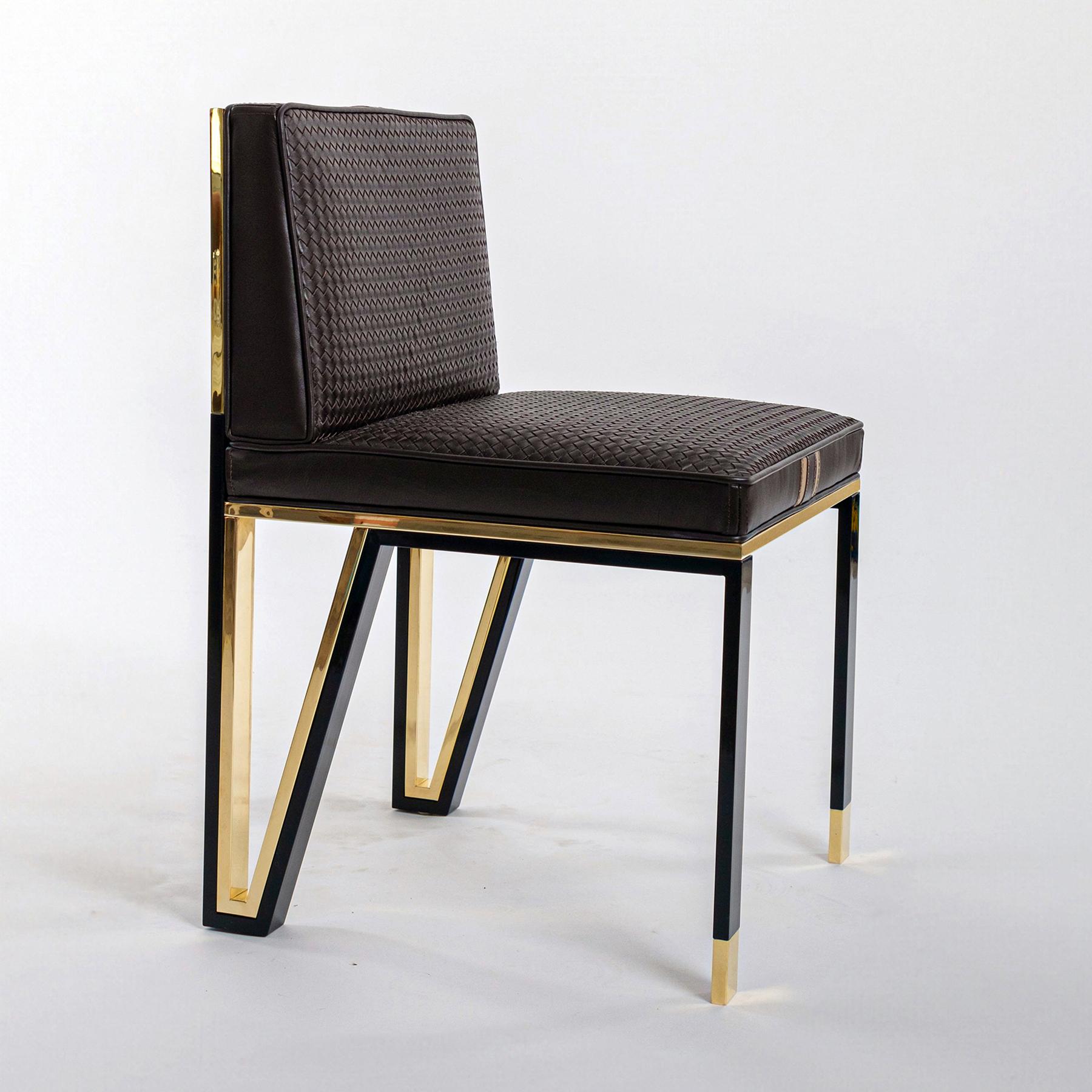 "Stella" Set of Eight Chairs with Bronze and Exclusive Leather Pattern ...