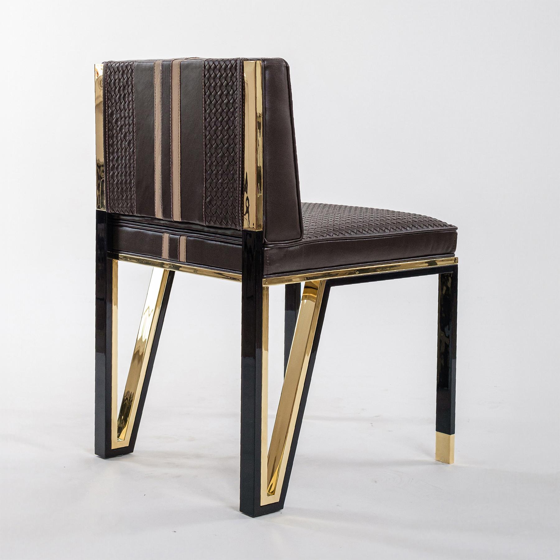 "Stella" Set of Eight Chairs with Bronze and Exclusive Leather Pattern ...