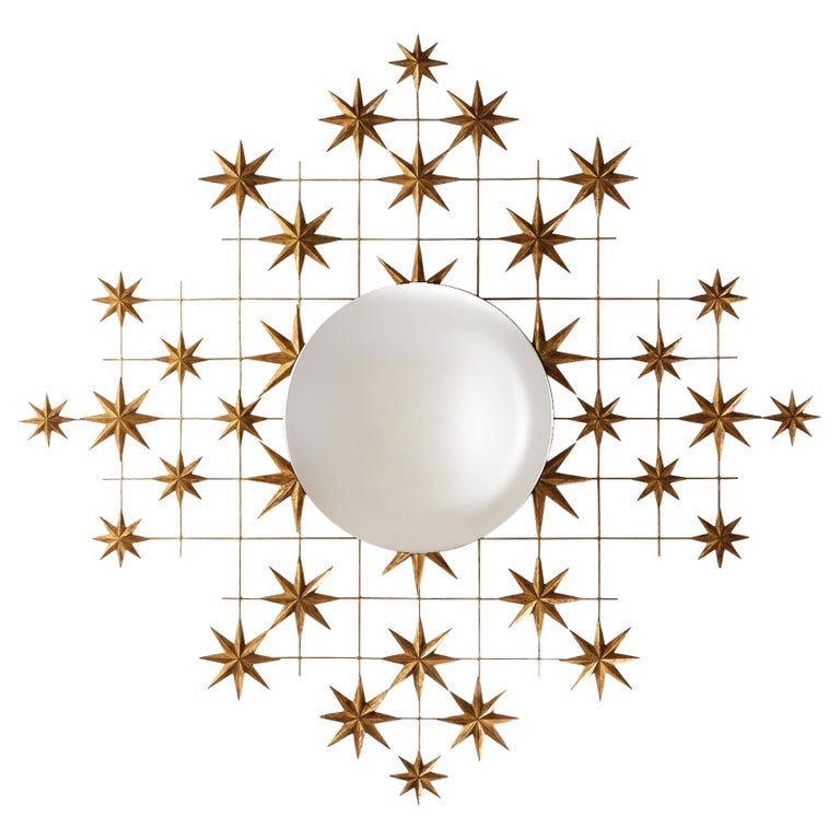 Stellar Mirror Glass in Antique Gold Finish For Sale at 1stDibs