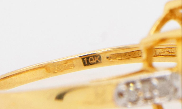 Stellar Quartz Ring 3 Carat with Diamonds 10k Gold For Sale at 1stDibs