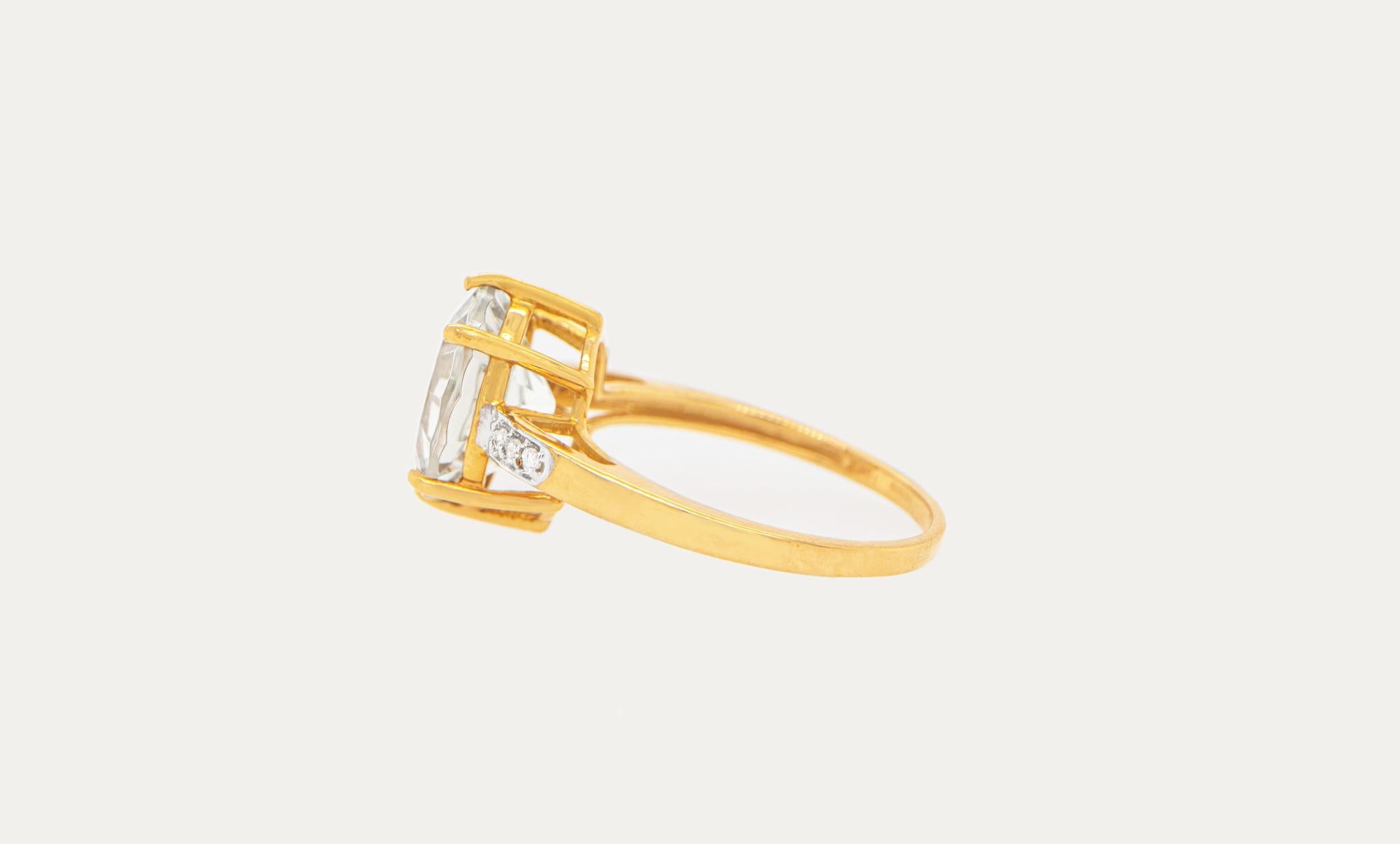 Stellar Quartz Ring 3 Carat with Diamonds 10k Gold For Sale at 1stDibs