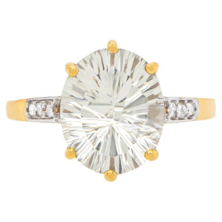 Stellar Quartz Ring 3 Carat with Diamonds 10k Gold For Sale at 1stDibs