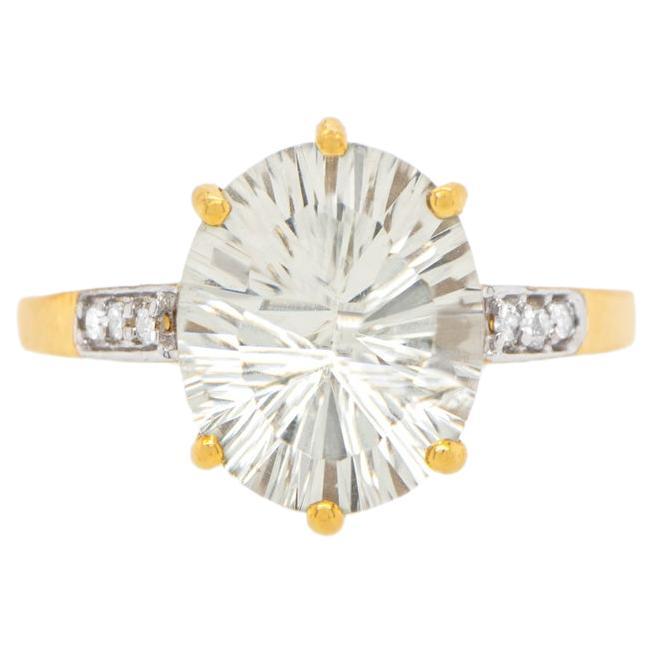 10k Gold Floral Ring with Sapphire Gemstones, 1970s For Sale at 1stDibs