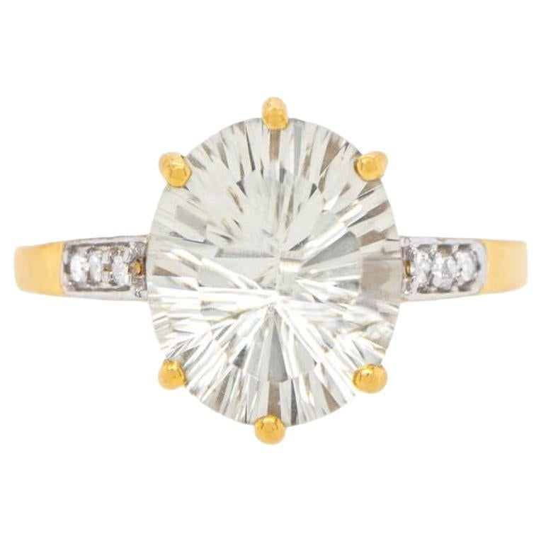 Stellar Quartz Ring 3 Carat with Diamonds 10k Gold For Sale at 1stDibs