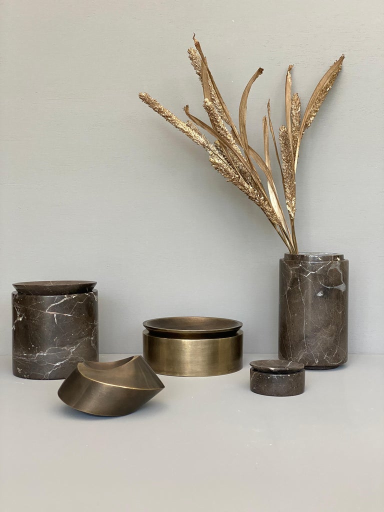 Stem Vase S in Marble Shadow Black For Sale at 1stDibs
