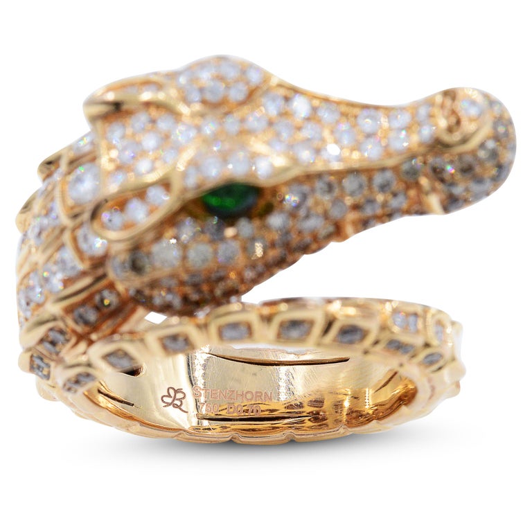 Stenzhorn 18 Karat Rose Gold Diamond Alligator Ring 0.70 Carat at 1stDibs