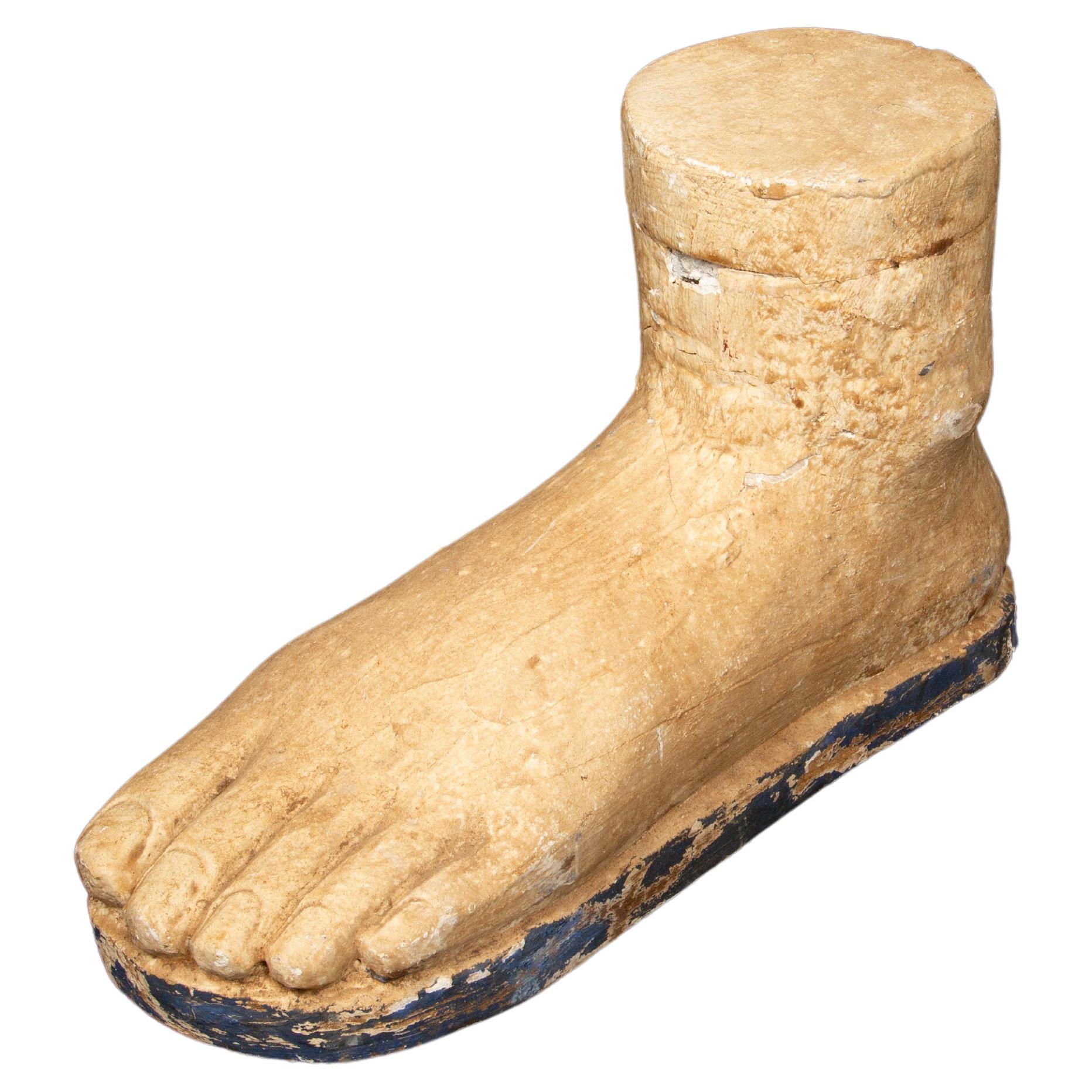 Step Back in Time: A Large Carved Wooden Foot with Character- 16"L For ...