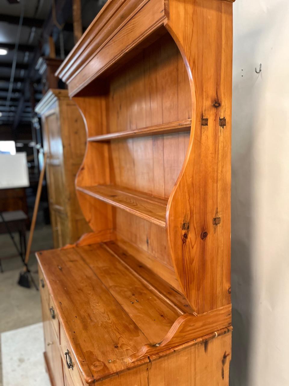 Stepback English Pine Hutch For Sale at 1stDibs