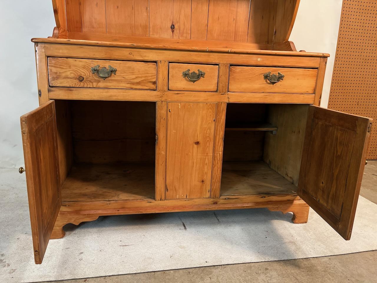 Stepback English Pine Hutch For Sale at 1stDibs