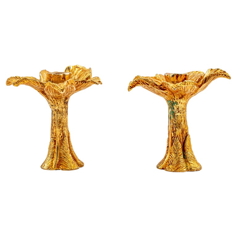 Stephane Galerneau Flower Candlesticks, Pair For Sale at 1stDibs