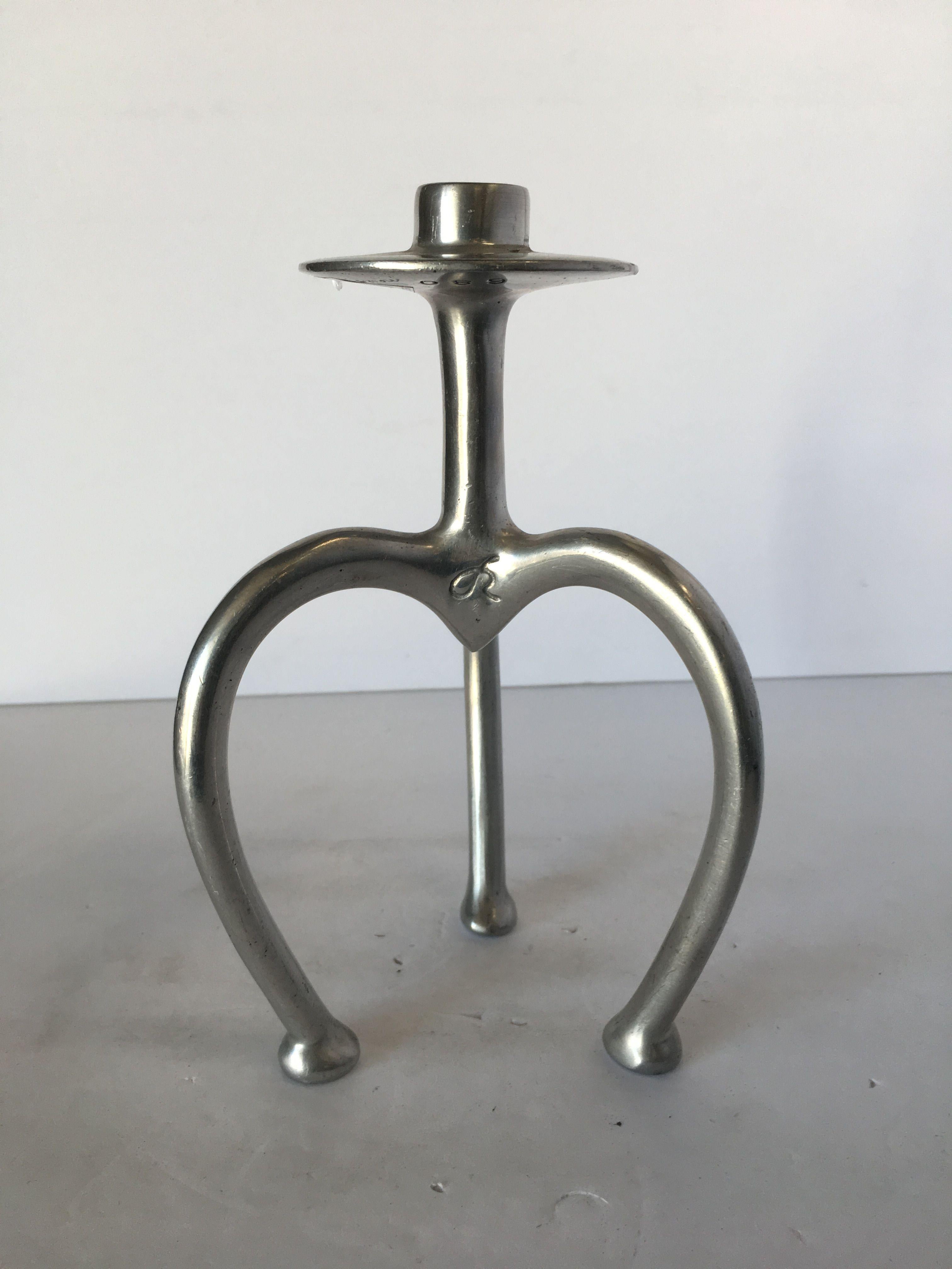Stephane Rondel Aluminum Candlestick Holders, Pair For Sale at 1stDibs