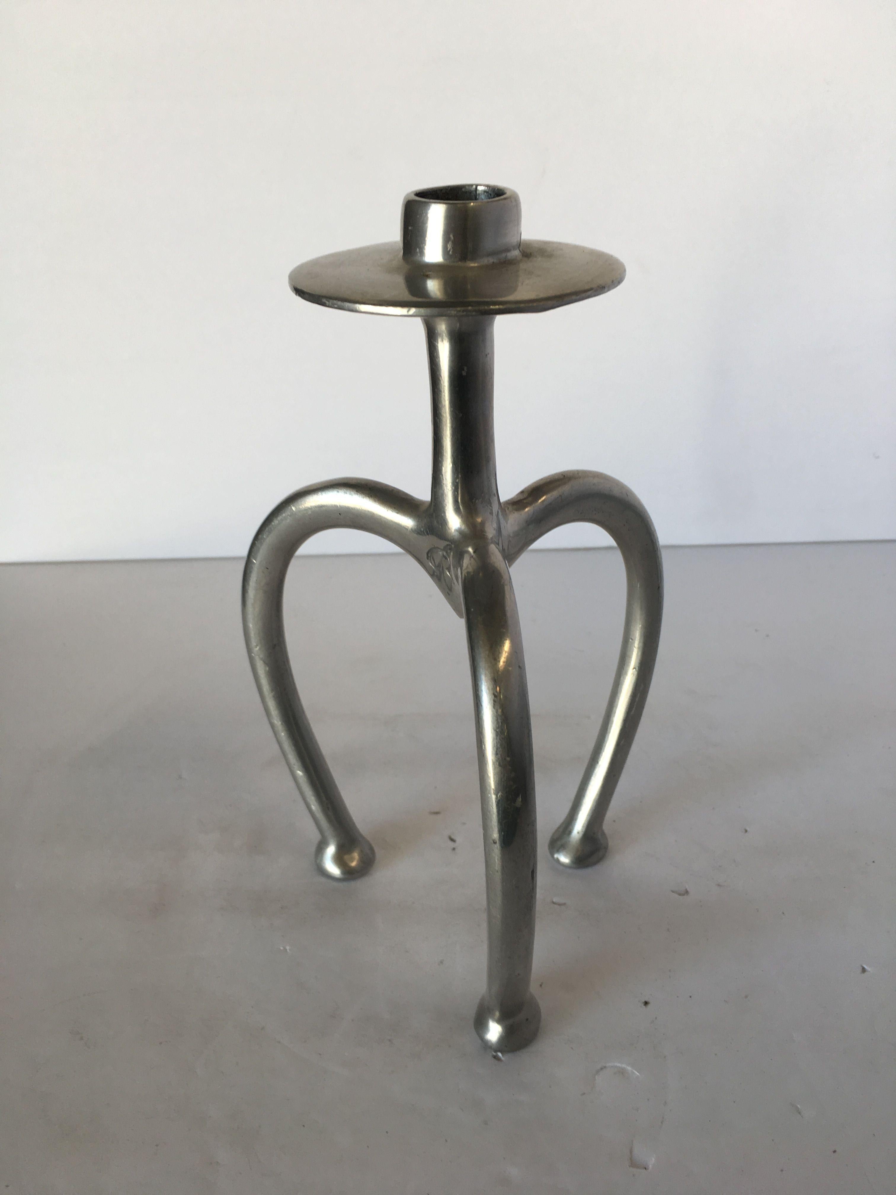 Stephane Rondel Aluminum Candlestick Holders, Pair For Sale at 1stDibs