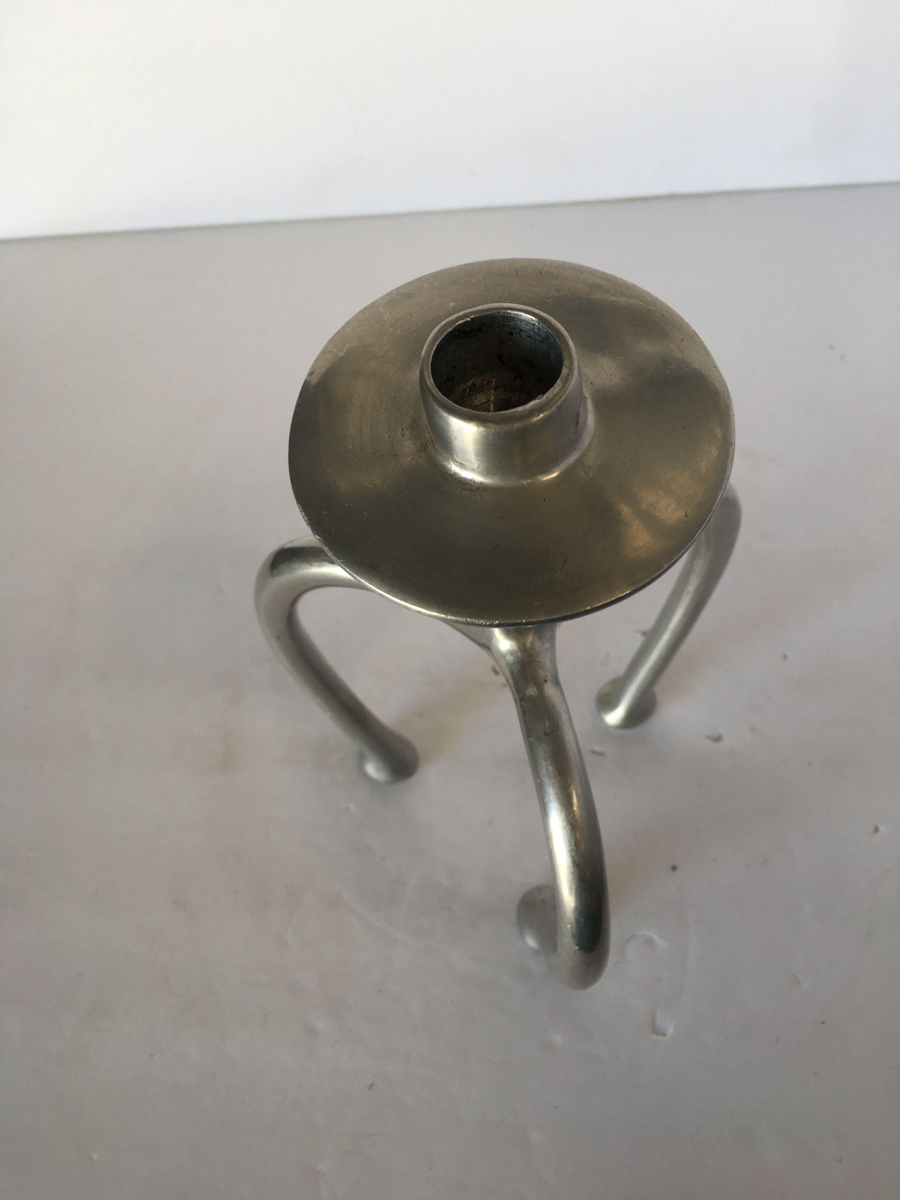 Stephane Rondel Aluminum Candlestick Holders, Pair For Sale at 1stDibs