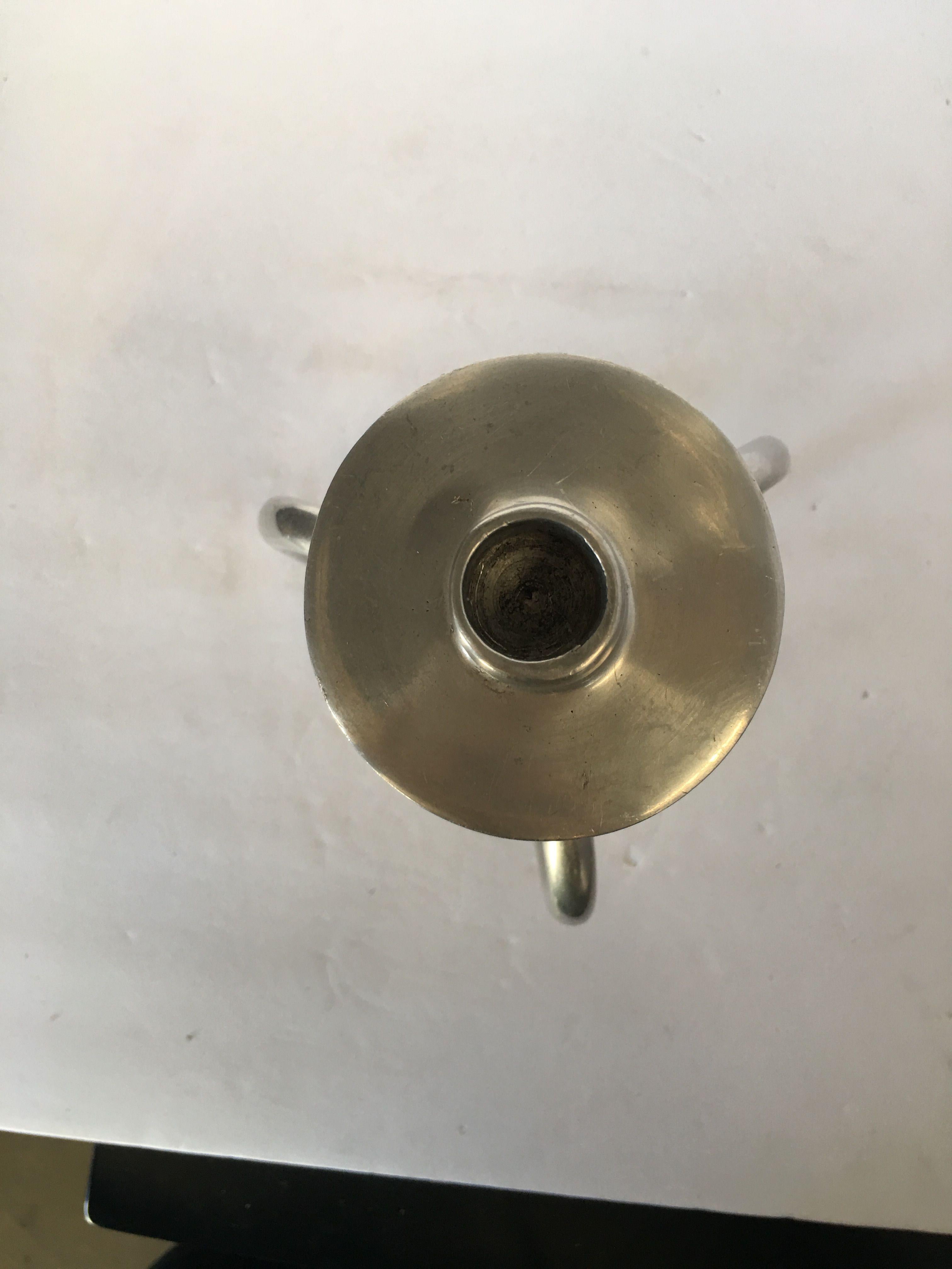 Stephane Rondel Aluminum Candlestick Holders, Pair For Sale at 1stDibs