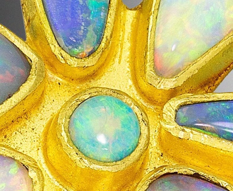 Stephanie Albertson Boulder Opal, 22 Karat Gold Blue Neutral Flower ...