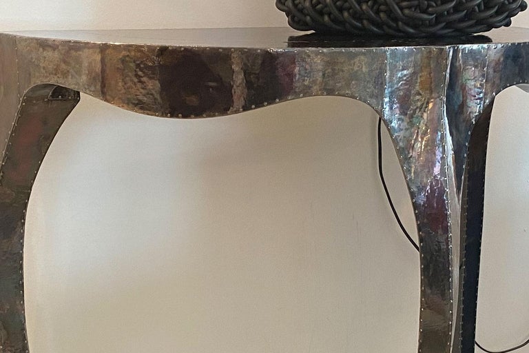 Stephanie Odegard Silver Clad Demi Teak Console Table For Sale at 1stDibs