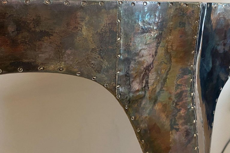 Stephanie Odegard Silver Clad Demi Teak Console Table For Sale at 1stDibs