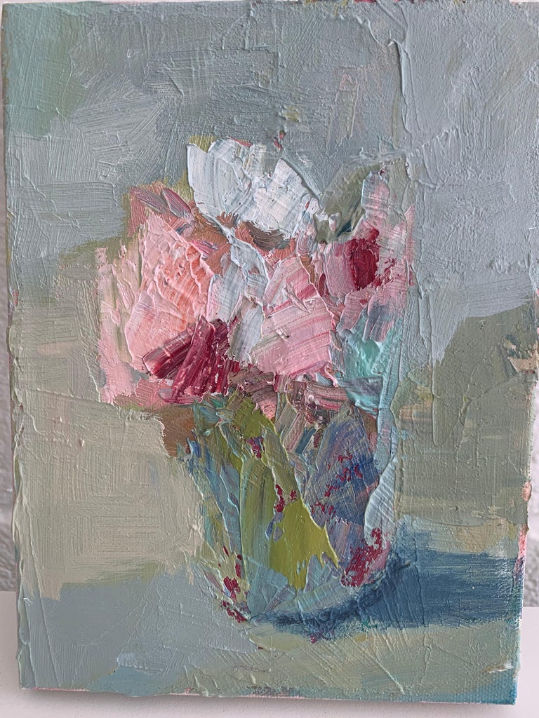 Stephanie Wheeler - Mini Floral Oil Painting S. Wheeler at 1stDibs