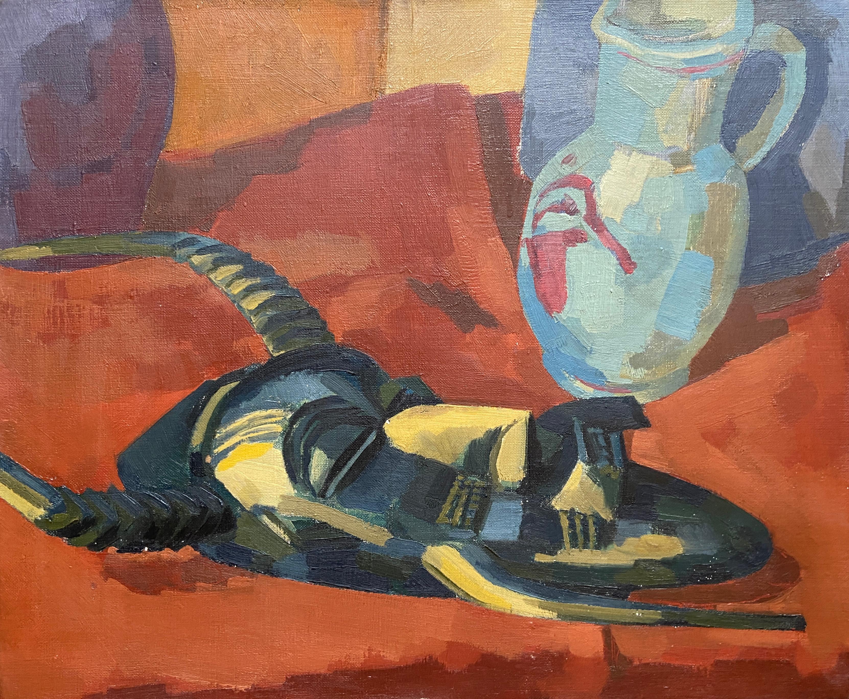 Stephen Andrews - Bodegón con máscara japonesa Oni, pintura al óleo ...