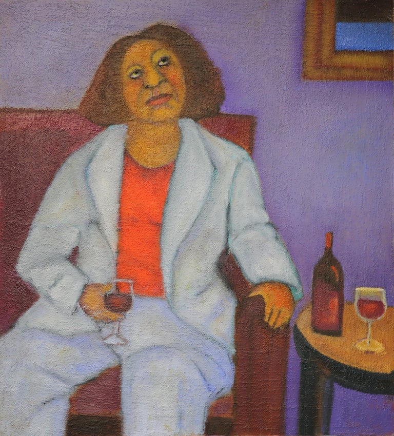 Stephen Basso - Bordeaux Evenings wine theme seated female figure warm ...