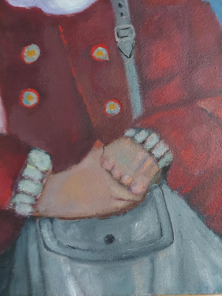 Stephen Basso - COLD SNAP seated female figure on subway cool blue ...