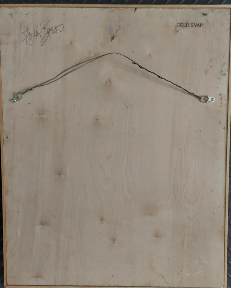 Stephen Basso - COLD SNAP seated female figure on subway cool blue ...