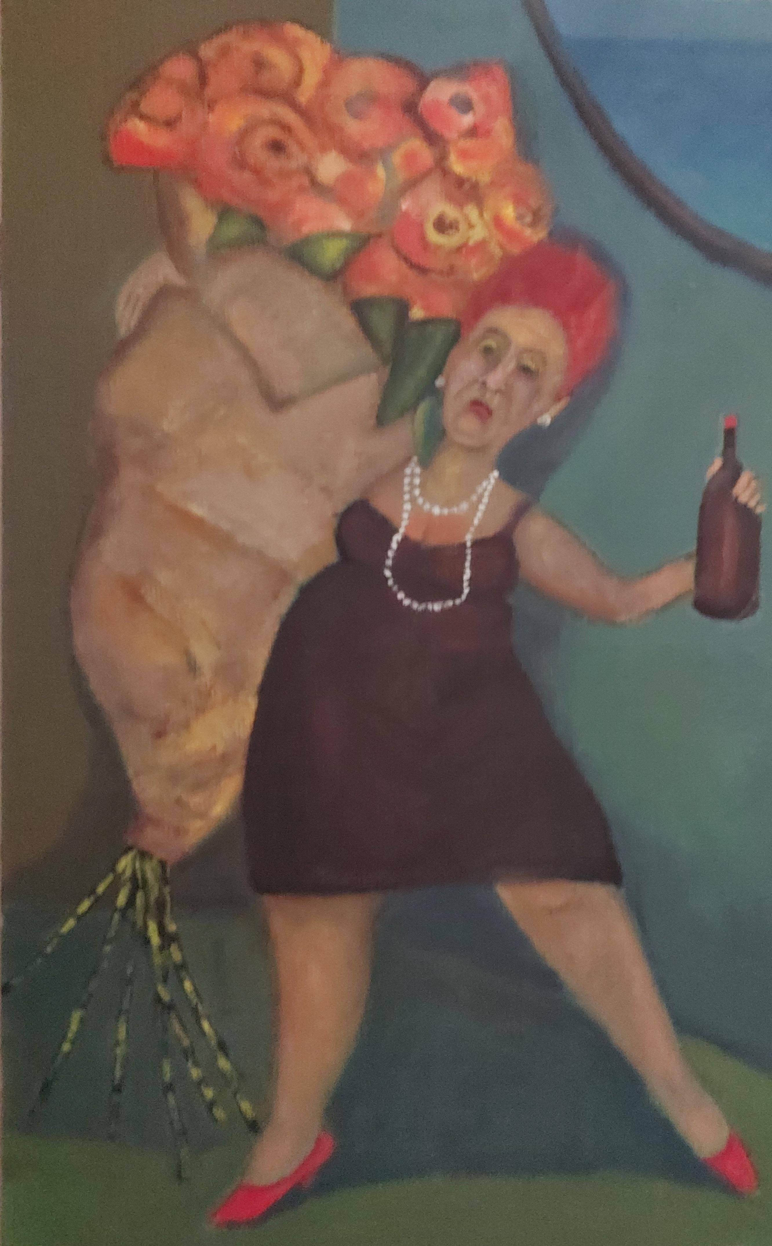 Stephen Basso - Sinking Ship Blues lone female figure holding flowers ...