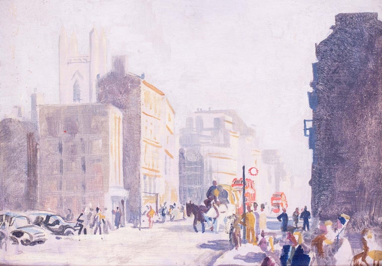 Stephen Bone - Early 20th Century oil painting of a London street with ...